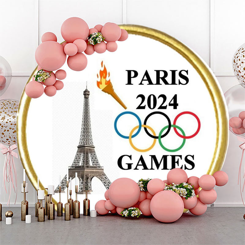 Torch Tower Paris 2024 Sports Round Olympic Backdrop - Lofaris