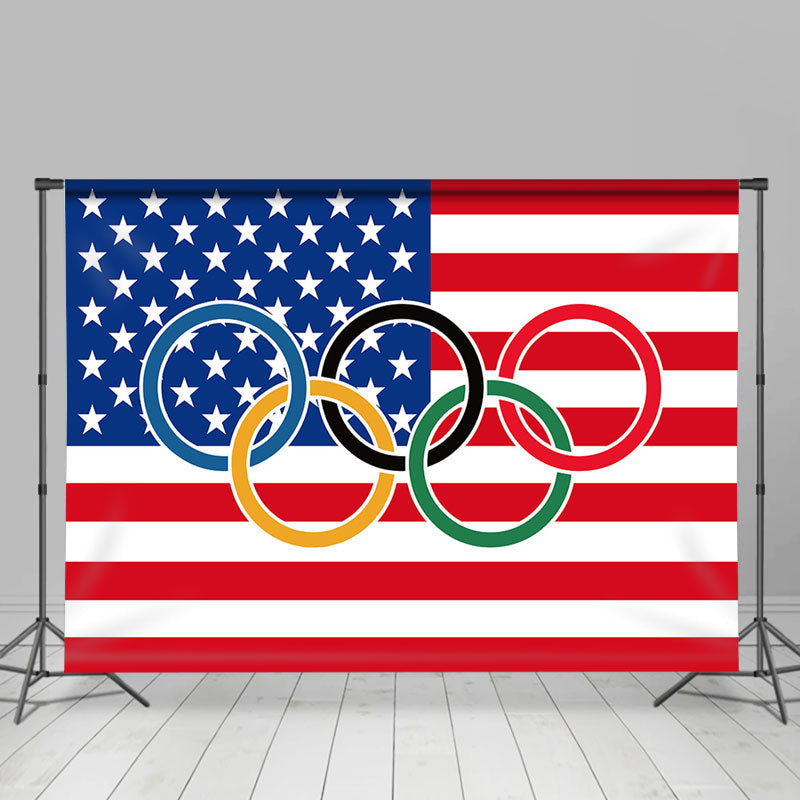Usa Flag Balloons 2024 Olympic Games Sports Backdrop - Lofaris