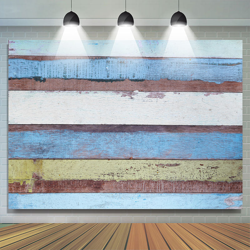 Vintage Blue Paint Wood Wall Photo Booth Backdrop - Lofaris