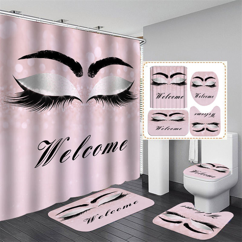 Welcome Light Pink Sparkling Bokeh Shower Curtain - Lofaris