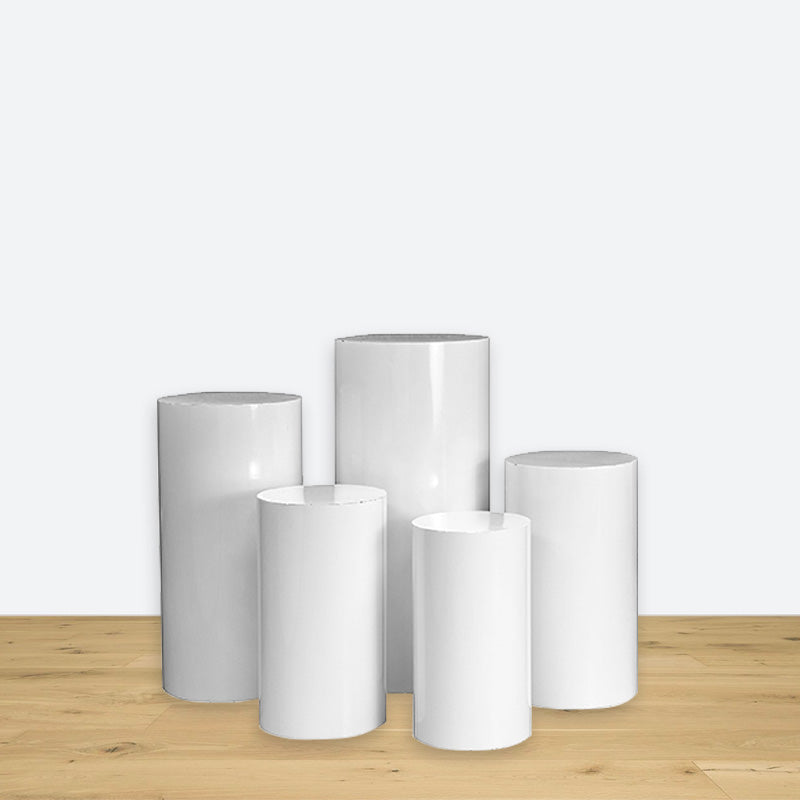 Metal Cylinder Pedestal Display Stands 5 pcs/set - White | Lofaris