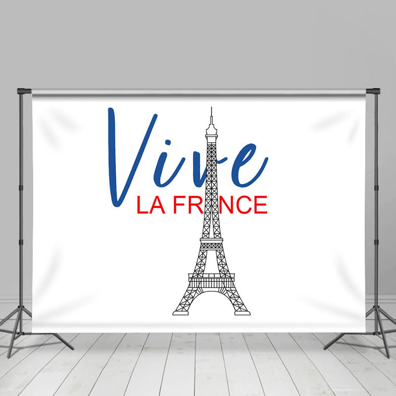 White Eiffel Tower Vive La France Olympic Backdrop - Lofaris