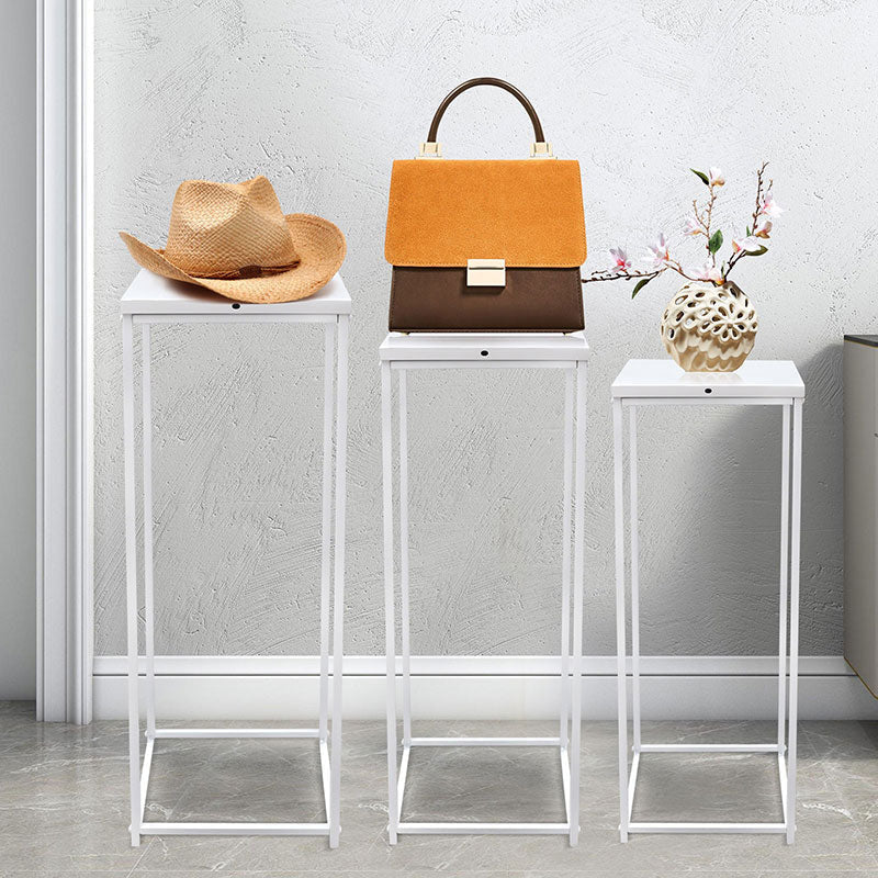 3 Pcs White Metal Floral Display Wedding Altar Stand - Lofaris