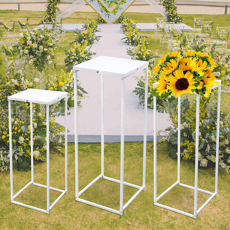 3 Pcs White Metal Floral Display Wedding Altar Stand - Lofaris
