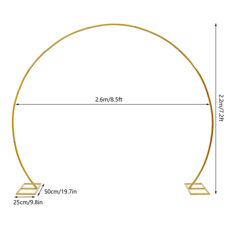 8.7X7.2FT Gold Metal Wedding Arch Round Backdrop - Lofaris