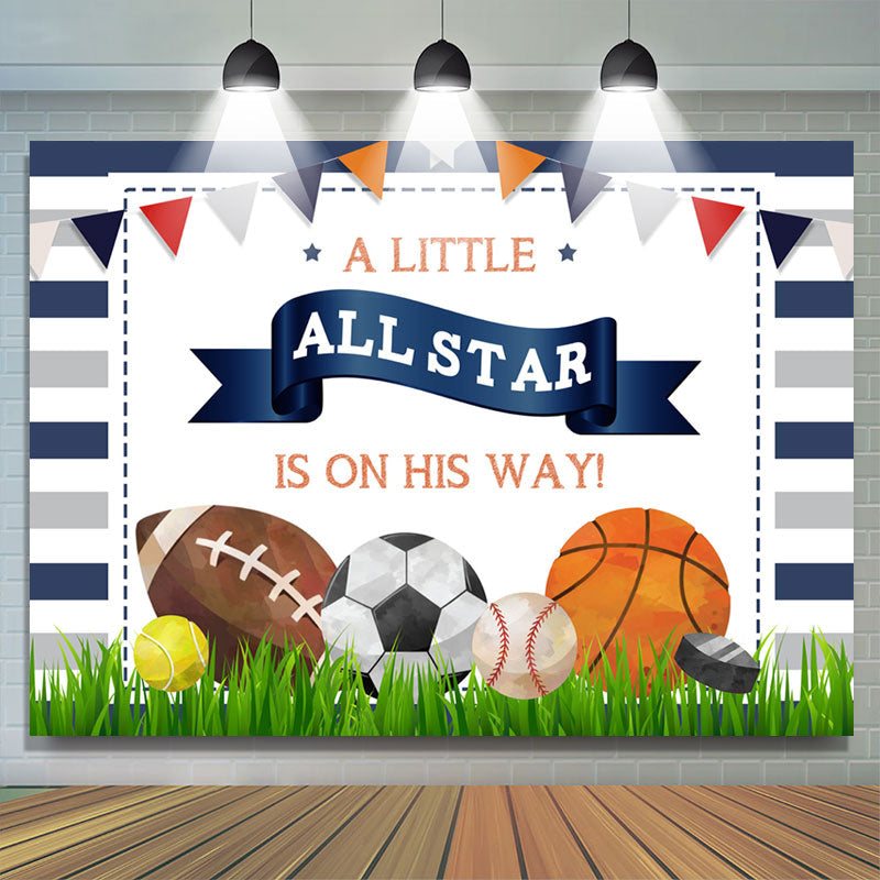 A Little All Star Is On His Way Baby Shower Backdrop – Lofaris