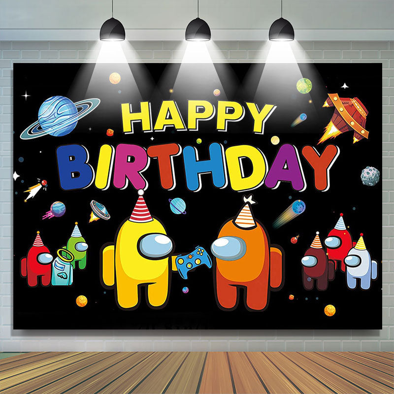 Play Games Space Birthday Among Us Backdrop - Lofaris