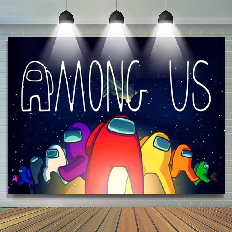 Lofaris Among Cartoon Space Night Happy Birthday Backdrop