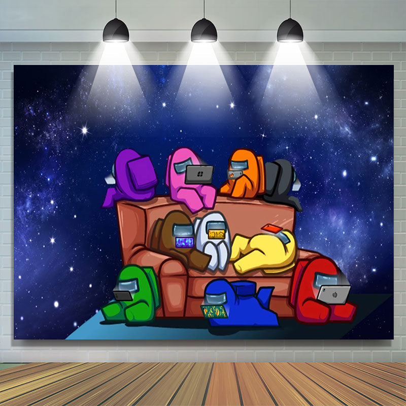 Space Starry Sky Birthday Among Us Backdrop - Lofaris