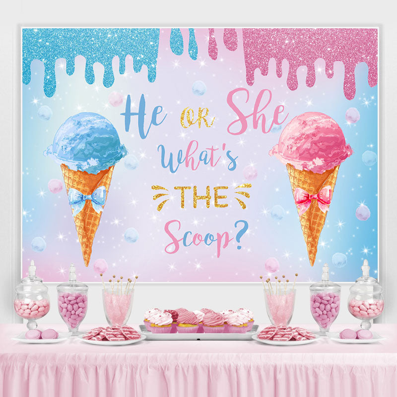 Blue And Pink He Or She Ice Cream Baby Shower Backdrop – Lofaris