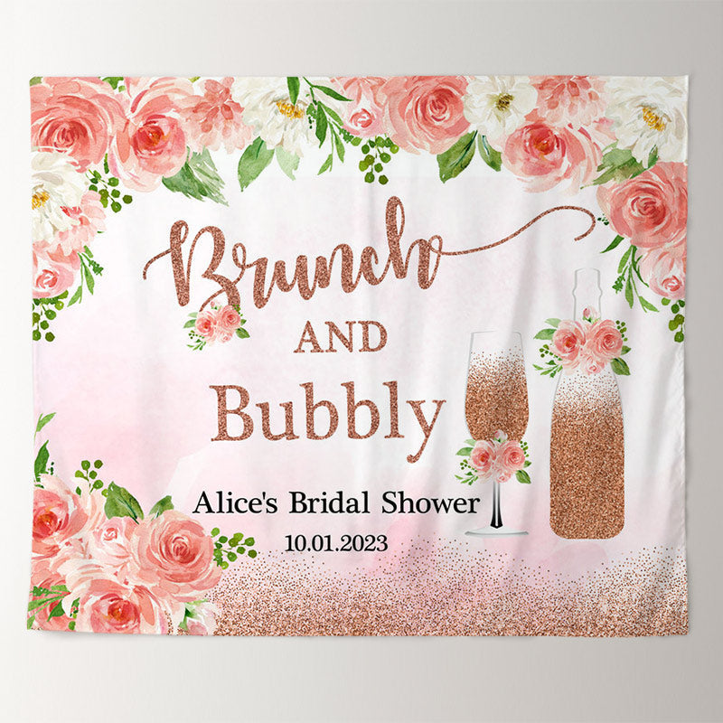 Lofaris Brunch And Bubbly Floral And Pink Backdrop For Girls