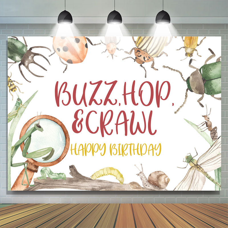 Buzz Hop Ecrawl Insect Happy Birthday Backdrop For Kid – Lofaris