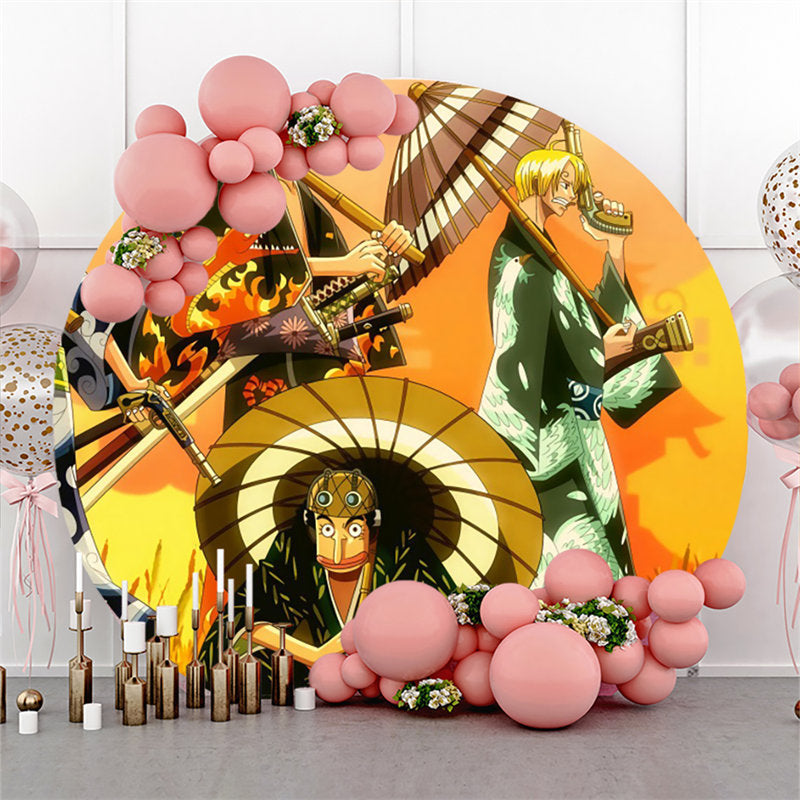 Round Happy Kids Birthday Party One Piece Backdrops - Lofaris