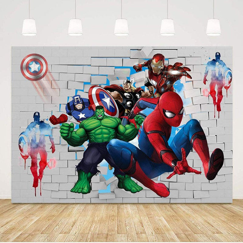 Cartoon Superhero Spiderman Theme Birthday Backdrop – Lofaris