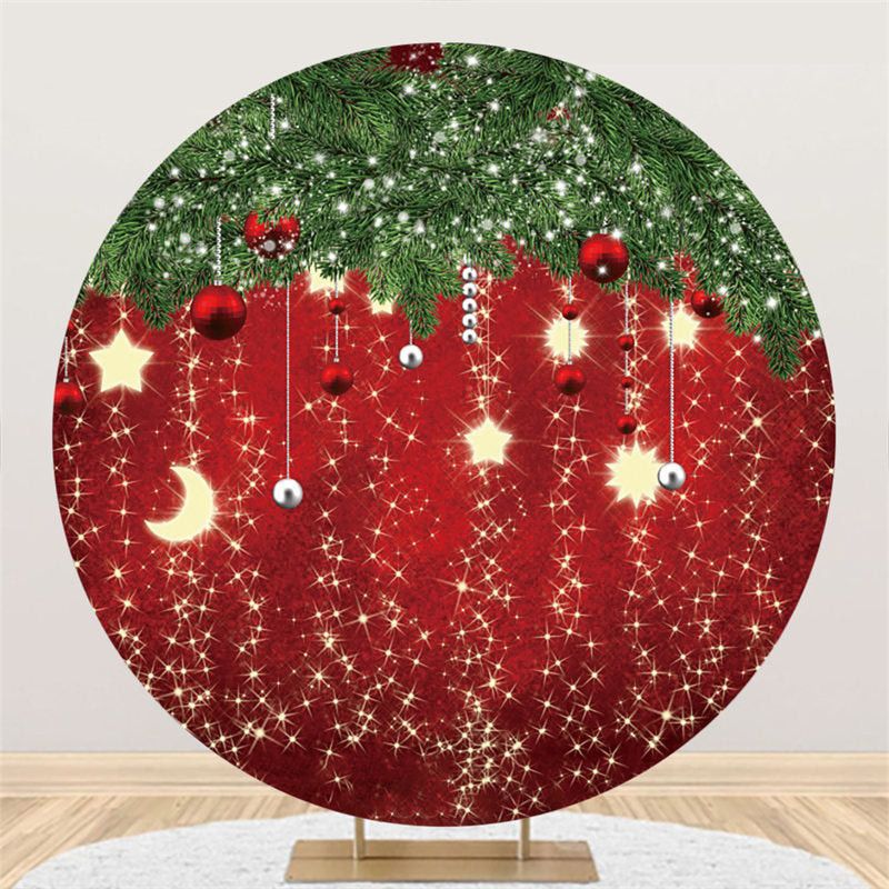 Christmas Balls With Lights Circle Holiday Backdrop – Lofaris