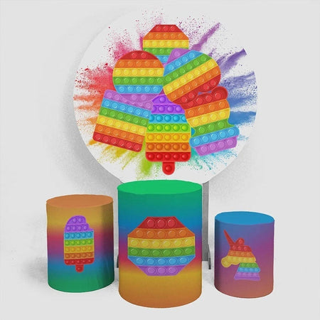 Pop It Fidget Toy Party Round Backdrop Kit - Lofaris