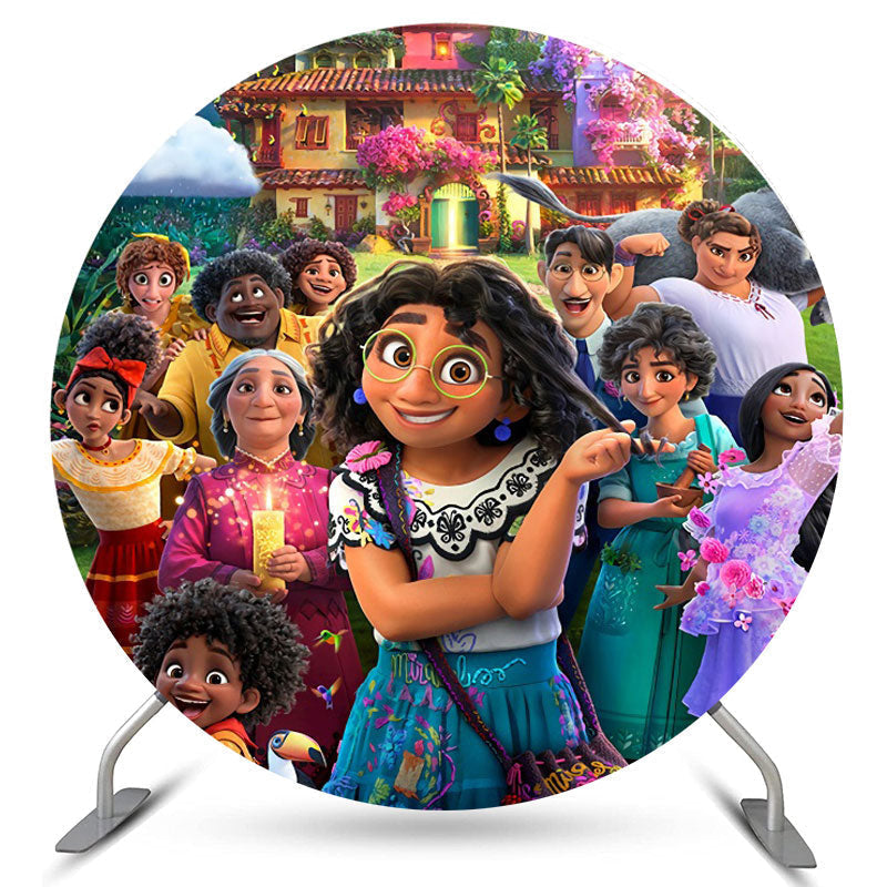 Circle Happy Family Garden Party Encanto Backdrop - Lofaris
