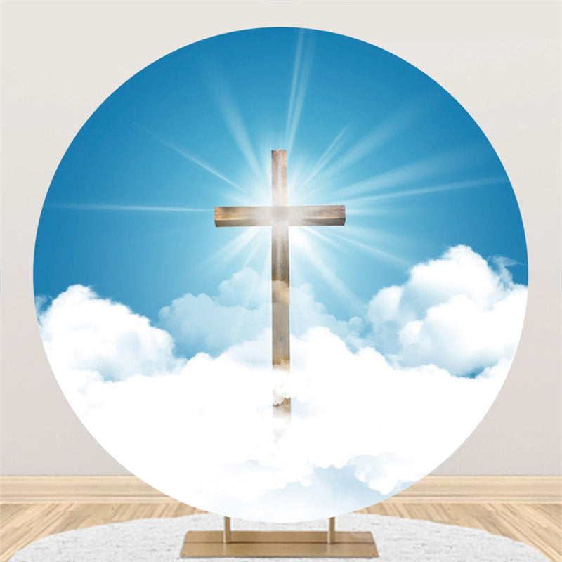 Circle Religious Cross Merry Christmas Backdrop - Lofaris
