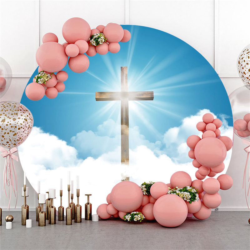 Circle Religious Cross Merry Christmas Backdrop - Lofaris