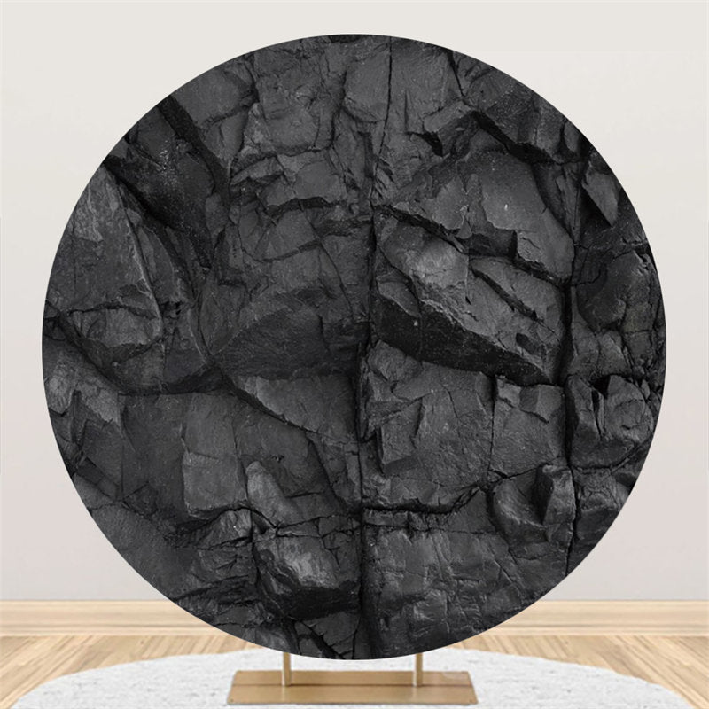 Circle Simple Nature Black Stone Birthday Backdrop - Lofaris