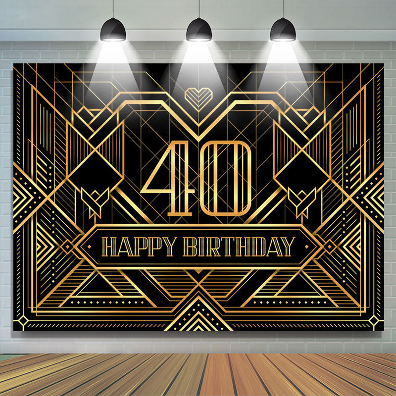 Lofaris Classic Lines Black Happy 40Th Birthday Backdrop
