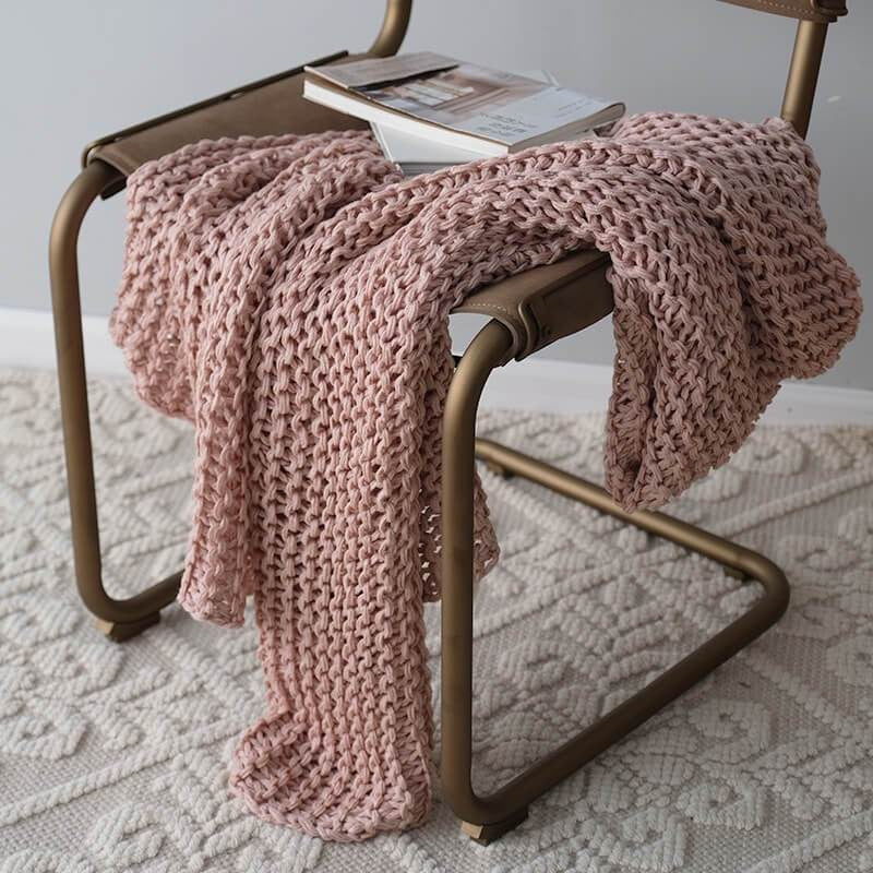 Lofaris Coarse Yarn Pure Color Decorative Soft Knitt Blanket