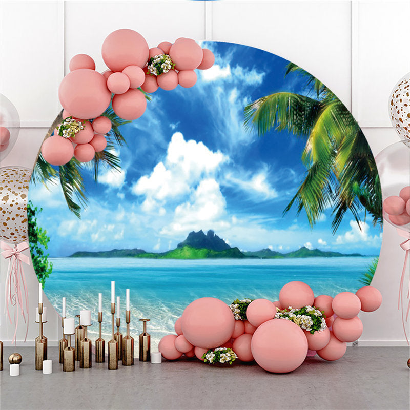Coconut Tree Beach Theme Round Backdrop For Holiday – Lofaris