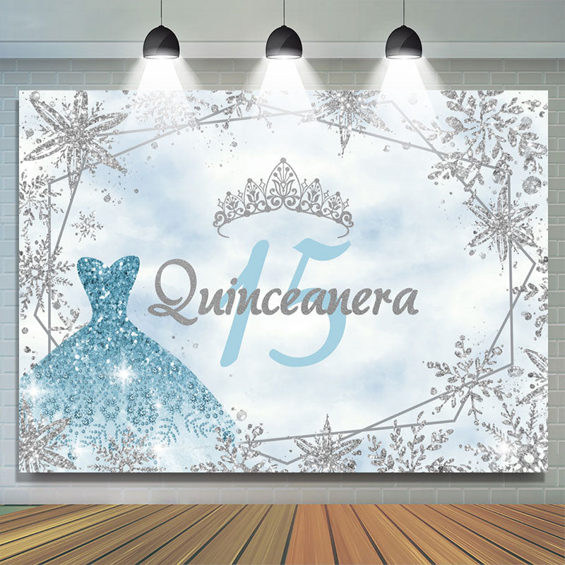 Cold Winter With Crown Happy 15Th Birthday Backdrop – Lofaris