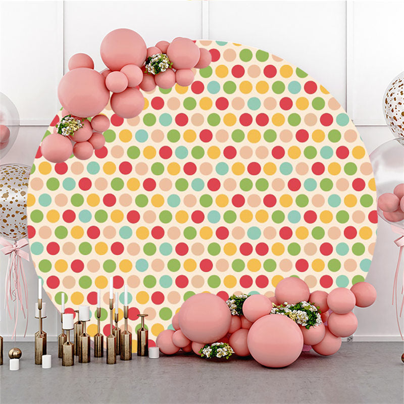 Colored Ball Happy Birthday Round Backdrop For Party - Lofaris