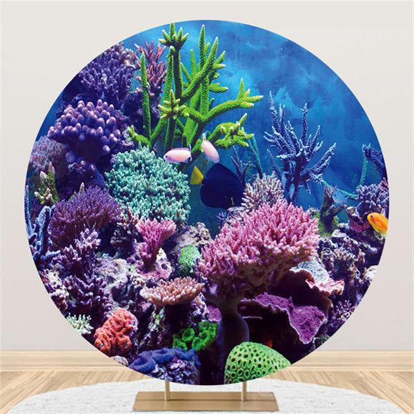 Colorful Coral Reefs Custom Circle Baby Shower Backdrop - Lofaris