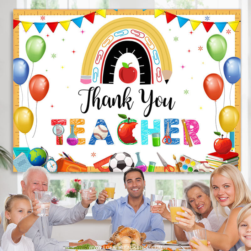 Colorful Flags Thank You Teacher Back To School Backdrop – Lofaris