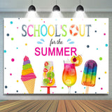 Lofaris Colorful Ice Cream Schools Out Summer Grad Backdrop