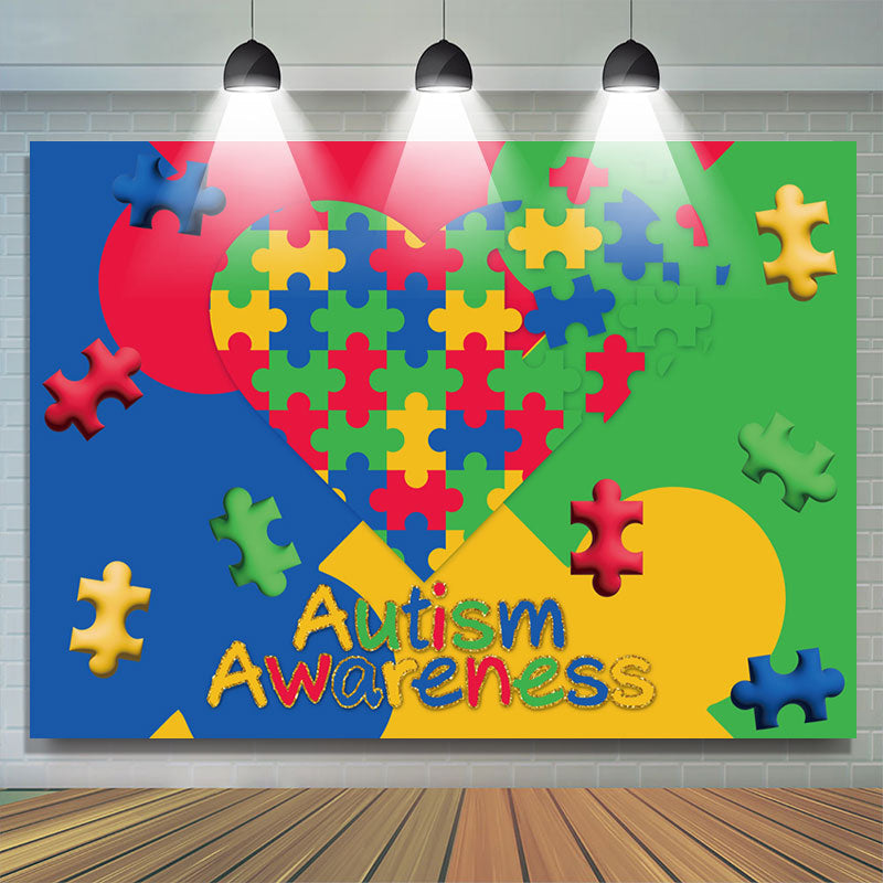 Puzzle Heart World Autism Awareness Day Backdrop - Lofaris