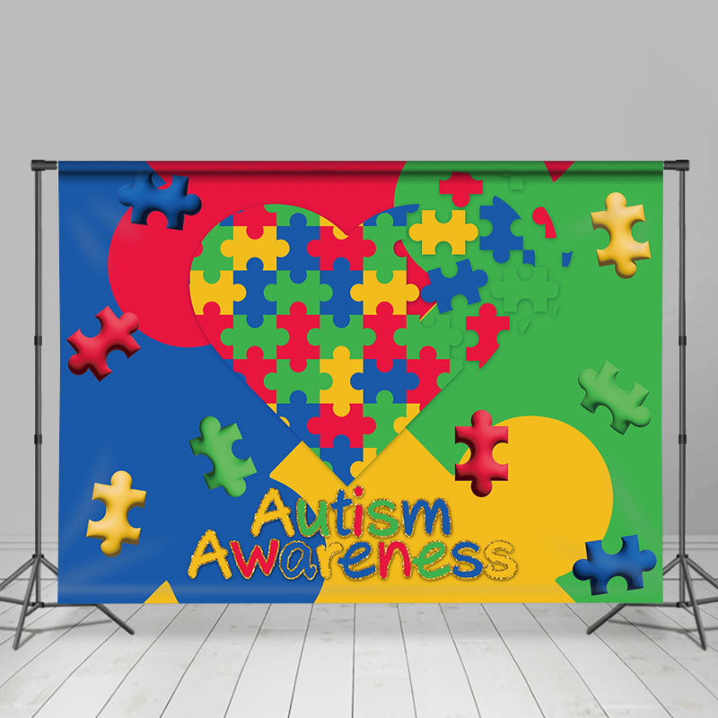 Puzzle Heart World Autism Awareness Day Backdrop - Lofaris