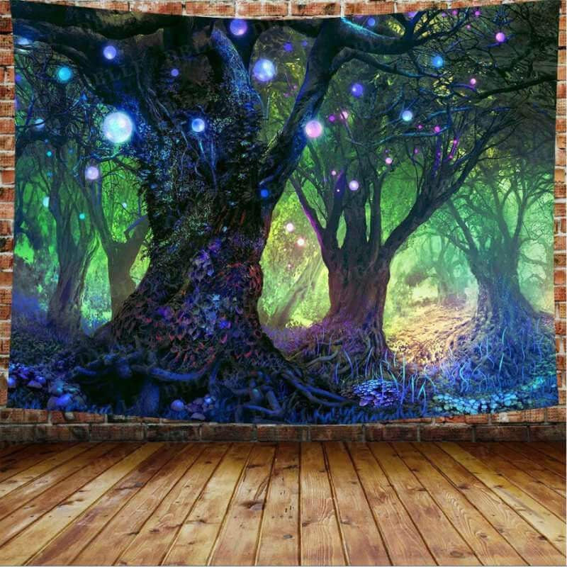 Dream Magic Forest Trippy Novelty Forest Wall Tapestry – Lofaris