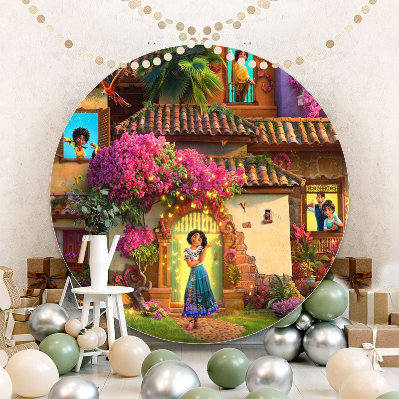 Cartoon Party Round Backdrop For Birthday Party - Lofaris