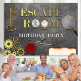 Escape Room Gold And Grey Backdrop For Happy Birthday – Lofaris