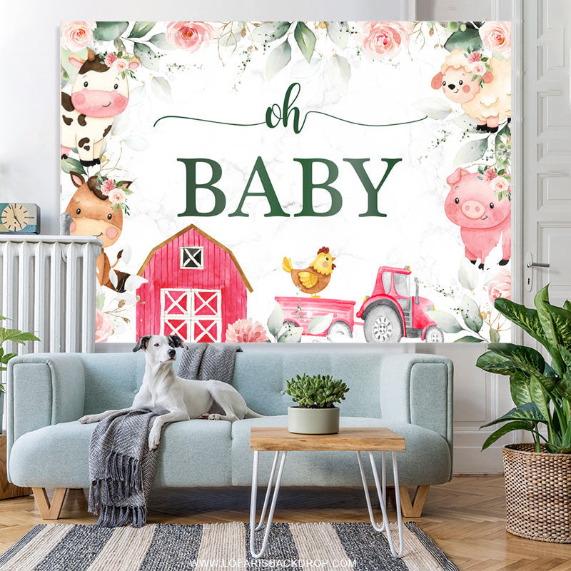 Lofaris Floral Farm Cowboy Themed Baby Shower Backdrop