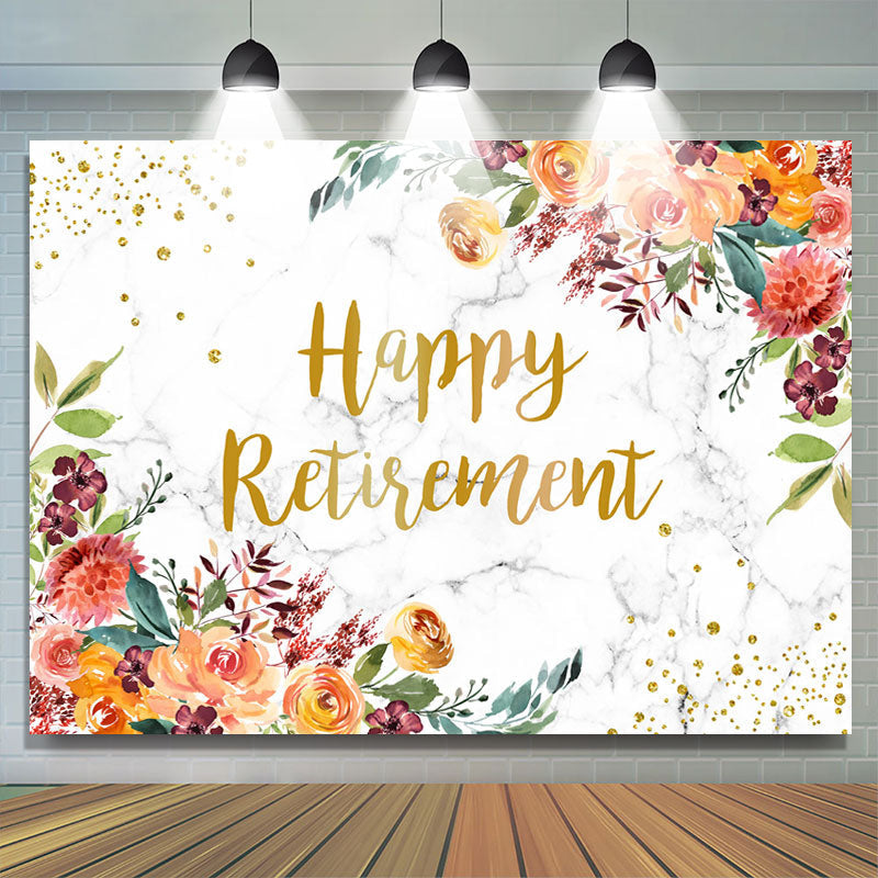 Floral With Lovely Dots Happy Retirement Backdrop - Lofaris