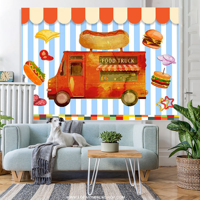 Food Truck Dessert Shop Happy Birthday Party Backdrop – Lofaris