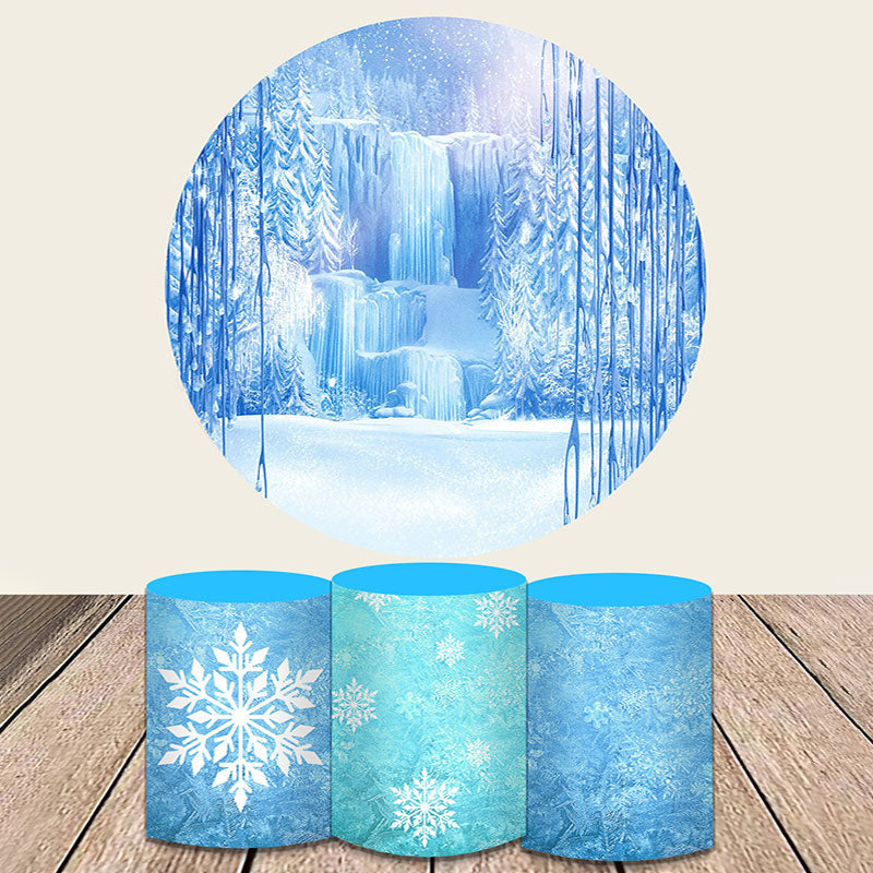 Frozen Blue Ice World Round Backdrop Kit For Party – Lofaris