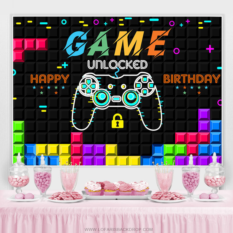 Game Console Tetris Happy Birthday Backdorp For Party – Lofaris