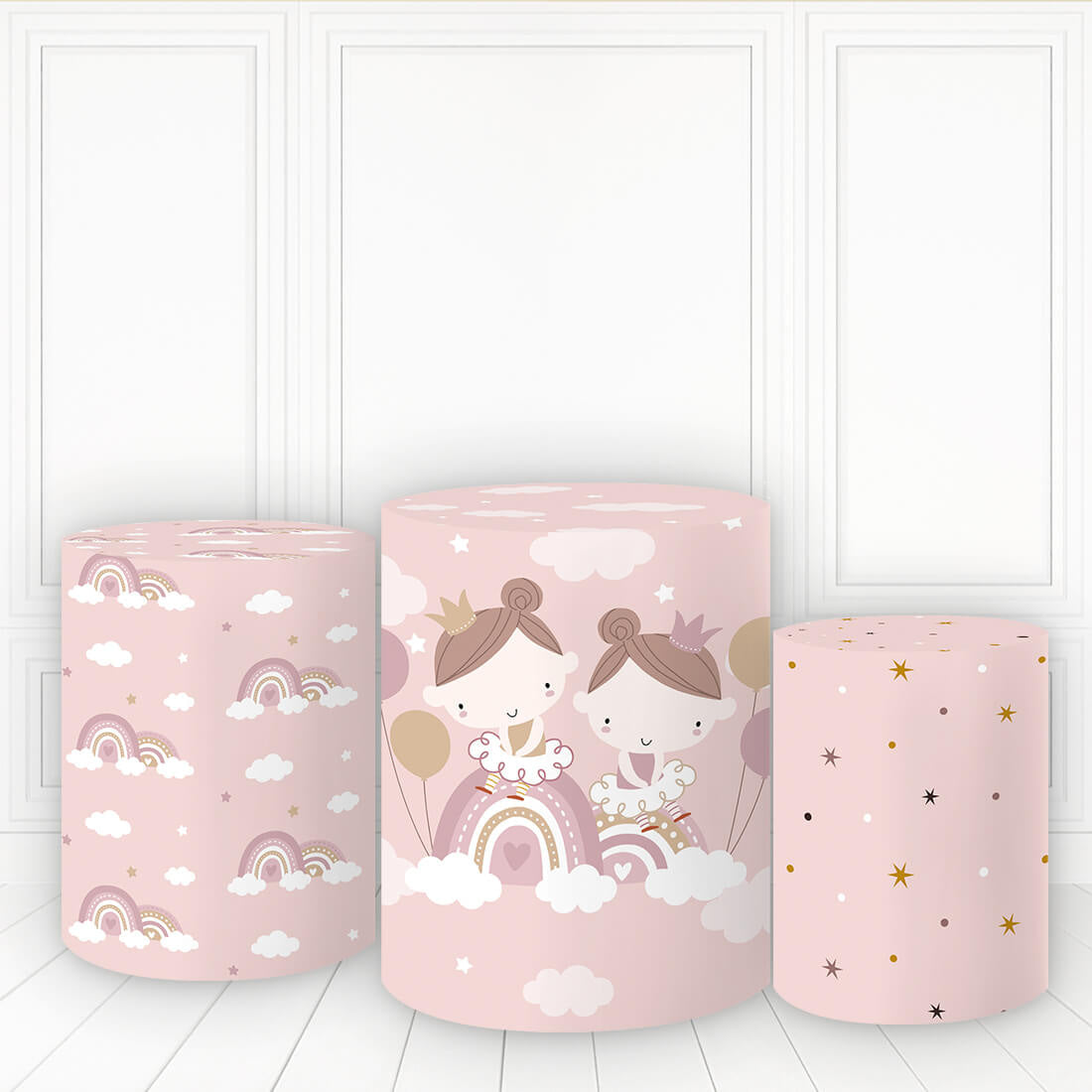 Girls Rainbow Pedestal Cover Pink Theme Cake Table Cover – Lofaris