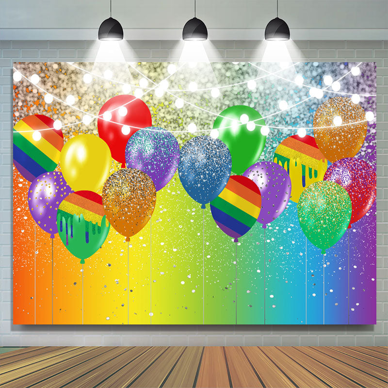 Glitter And Colorful Balloon Backdrop For Party - Lofaris