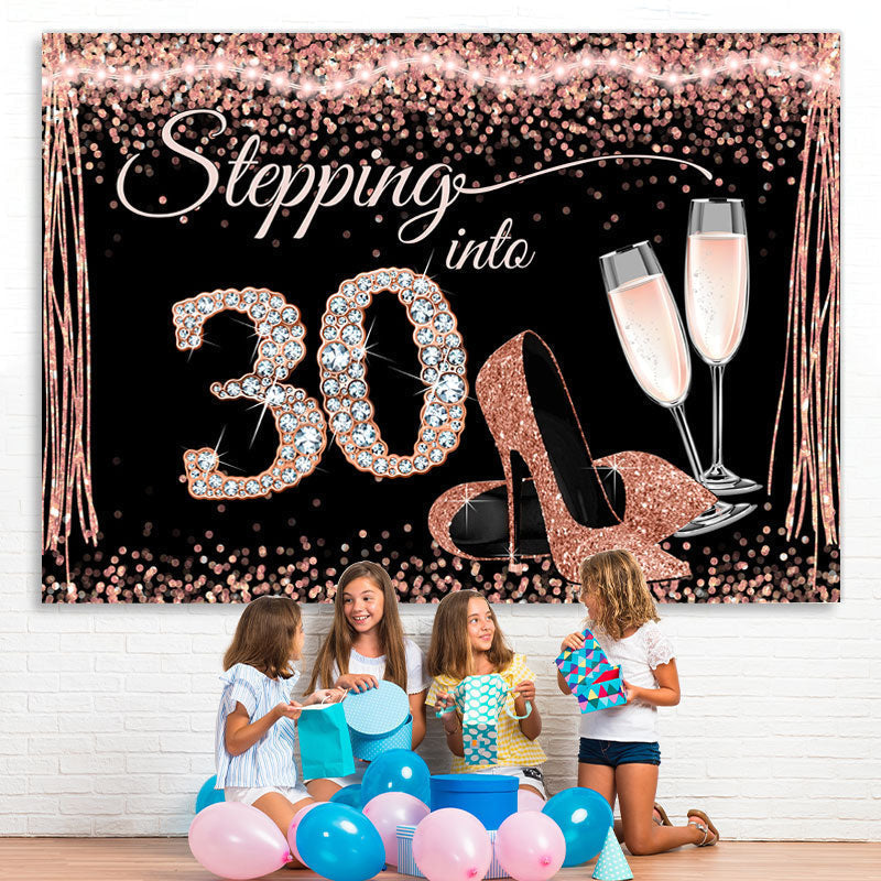 Glitter And Rose Golden Happy 30Th Birthday Backdrop – Lofaris
