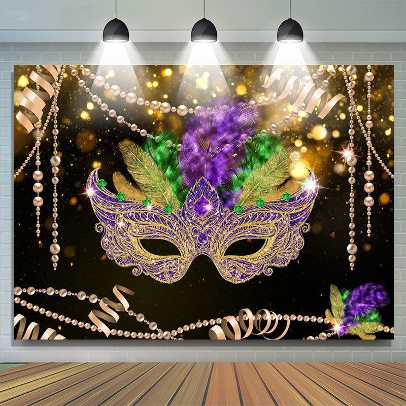 Glitter Masquerade Mask Bokeh Dance Party Backdrop - Lofaris