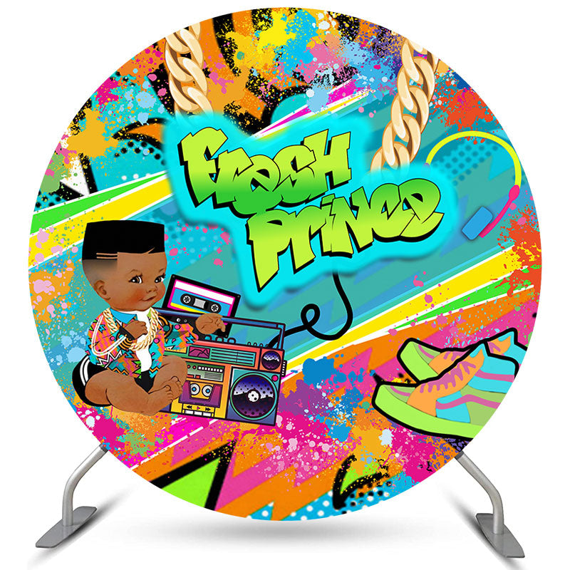 Graffiti Fresh Prince Round Baby Shower Backdrop -Lofaris