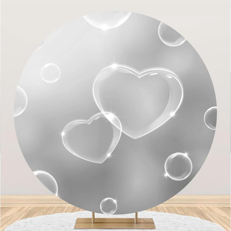 Grey With Love Round Birthday Party Decoration Backdrop – Lofaris