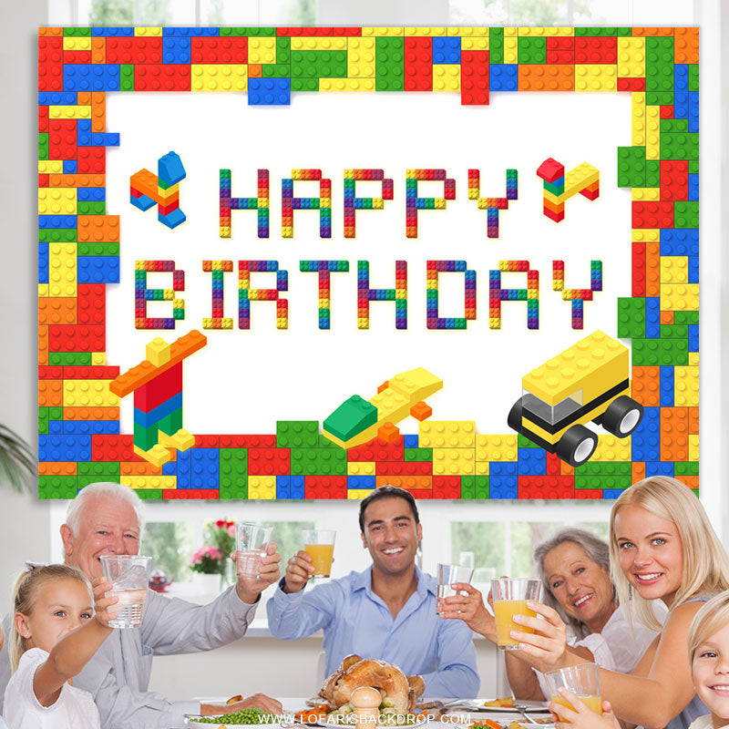 Lego Toy Bricks Backdrop Decor For Birthday Party - Lofaris