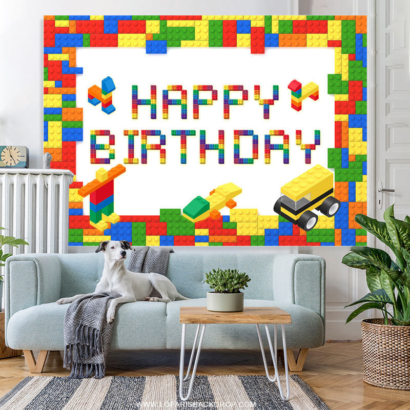 Lego Toy Bricks Backdrop Decor For Birthday Party - Lofaris